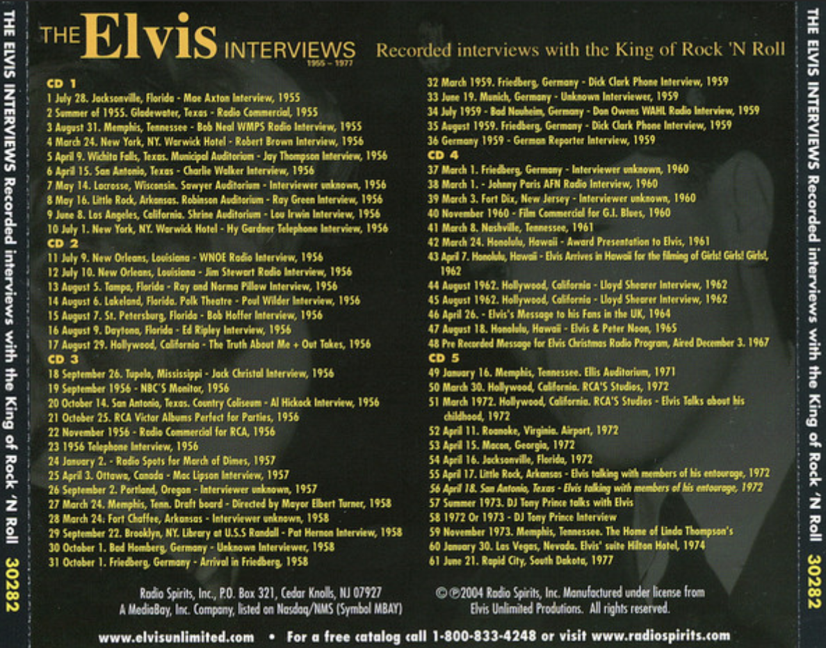 The Elvis Interviews 1955-1977 Recorded Interviews With The King Of ...